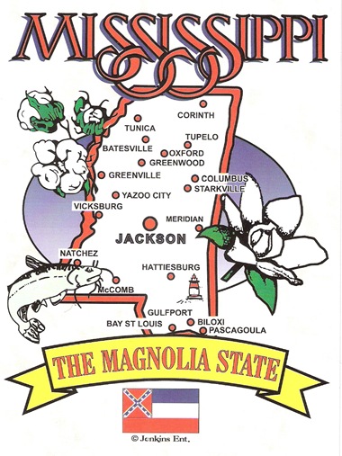 Sara K Centraltime: Postcard Maps: Mississippi